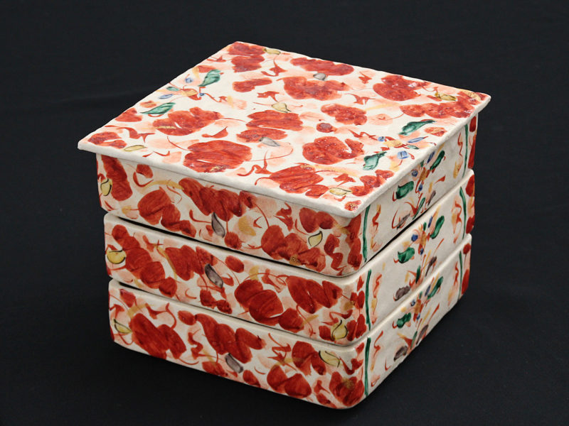 赤絵花舞重箱/陶器の重箱(3段) - 【おとなの和食器屋 赤絵花舞重箱/陶器の重箱(3段) - 【おとなの和食器屋